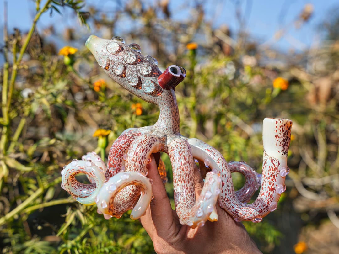 Hand-blown Glass Octopus Pipe - Unique Glass Art - Kraken - Etsy