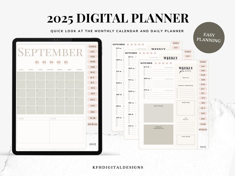 2025 Minimalist Monthly Digital Planner,weekly & Self Care,goodnotes ...