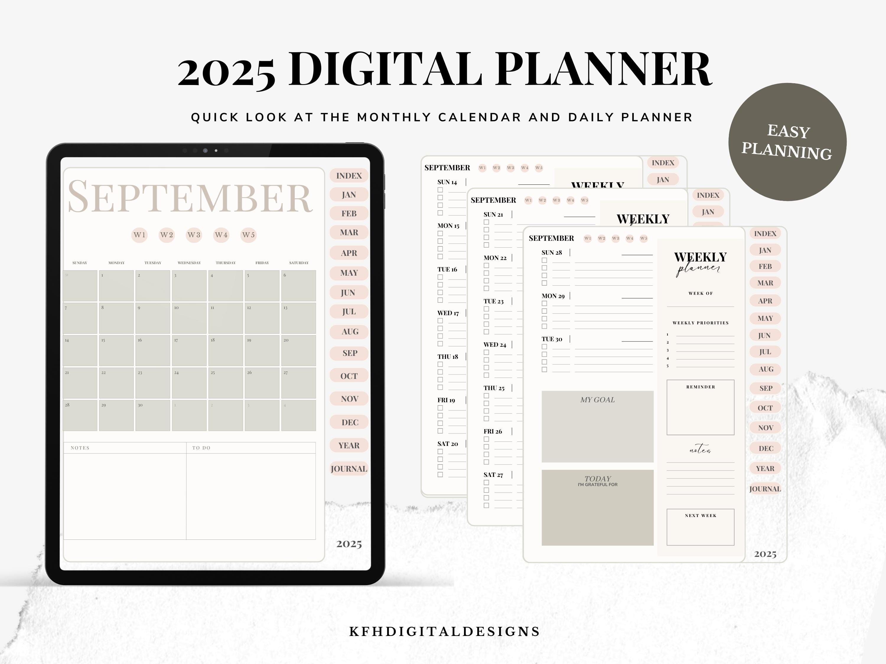 2025 Minimalist Monthly Digital Planner,weekly & Self Care,goodnotes ...