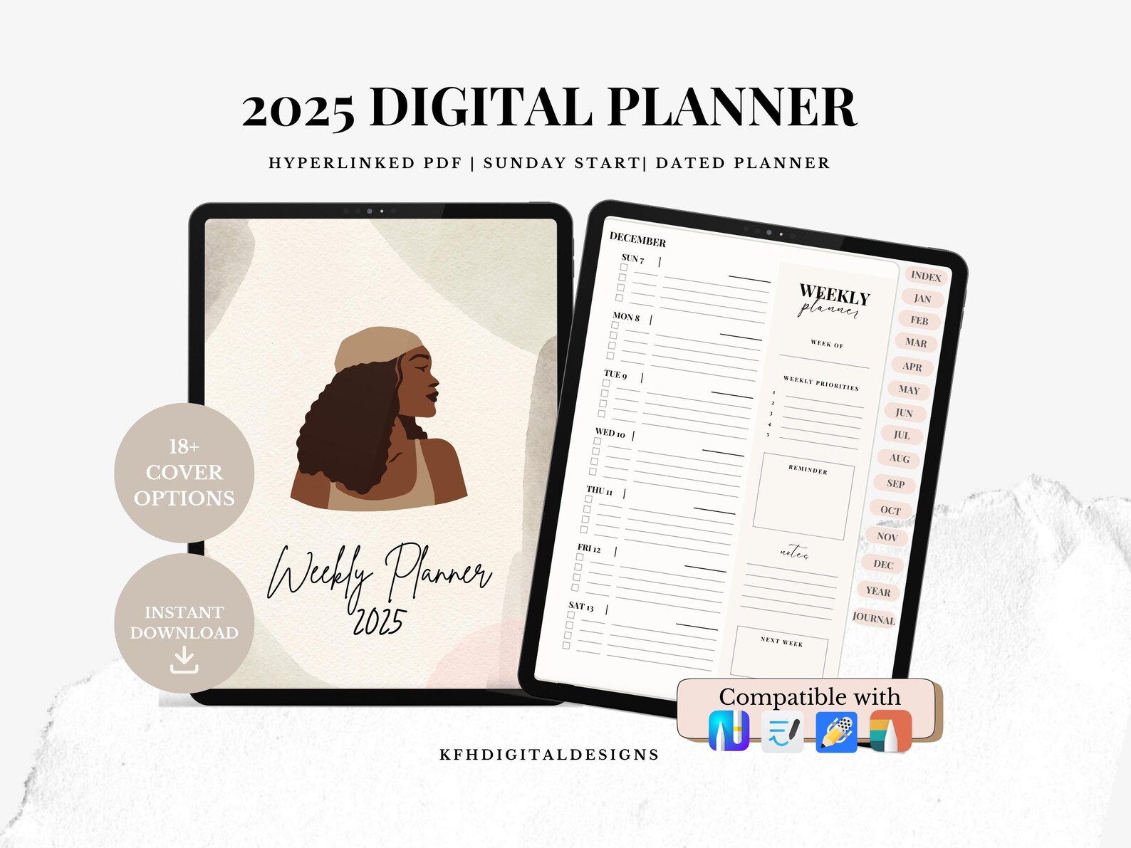 2025 Minimalist Monthly Digital Planner,weekly & Self Care,goodnotes ...