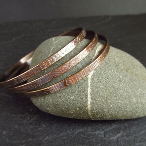 Set of Three Bronze Bangles With Pattern Detail, Bronze Wedding ...