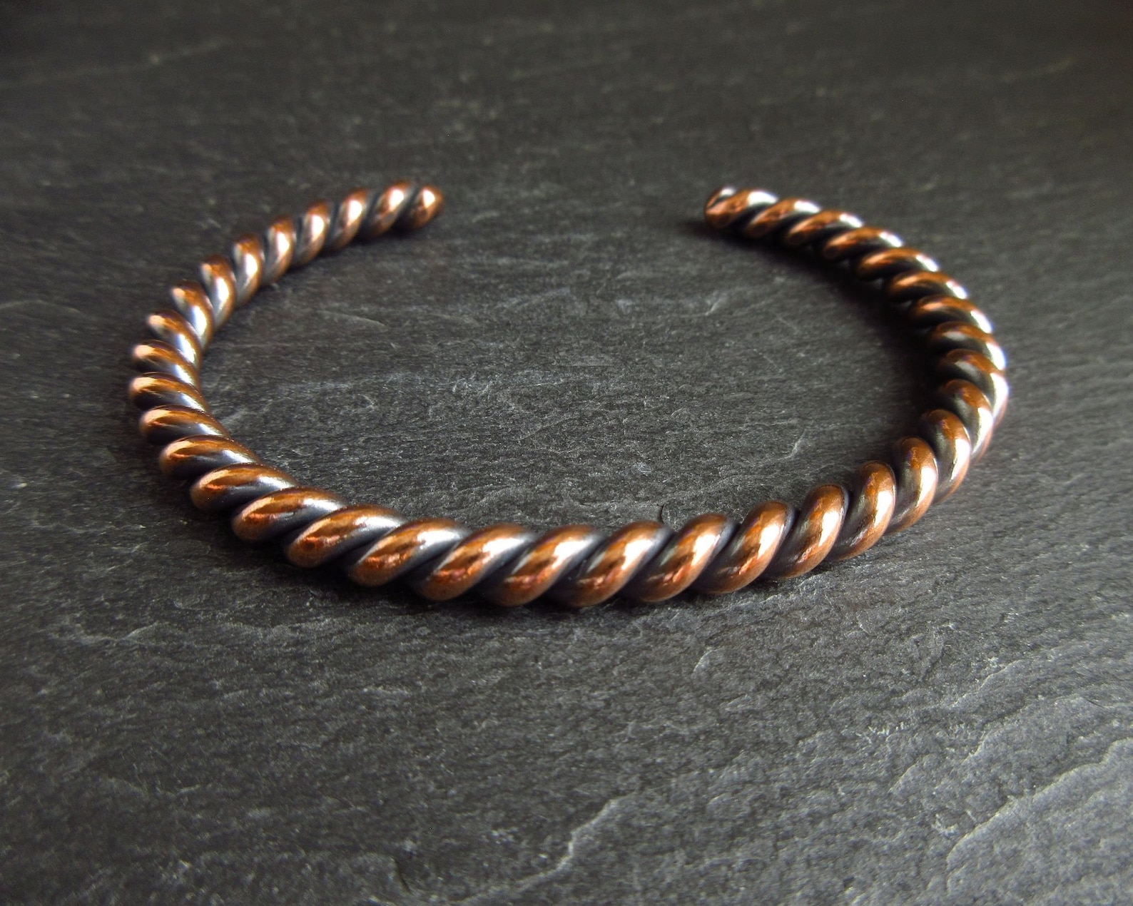 Copper Twisted Wire Cuff Bracelet for Men and Women Open - Etsy