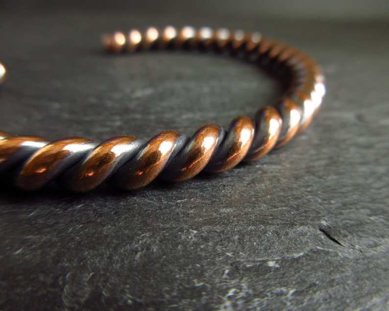 Copper Twisted Wire Cuff Bracelet for Men and Women Open | Etsy