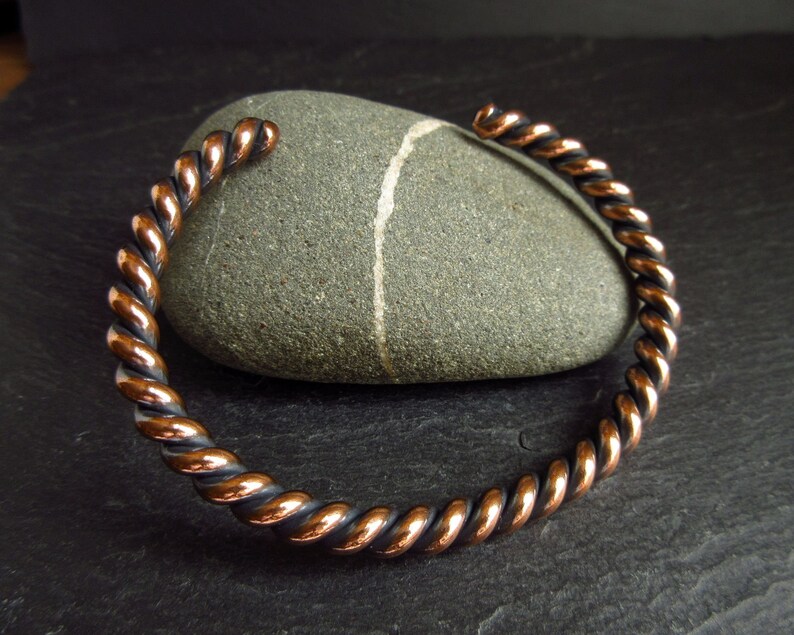 Copper Twisted Wire Cuff Bracelet for Men and Women Open | Etsy