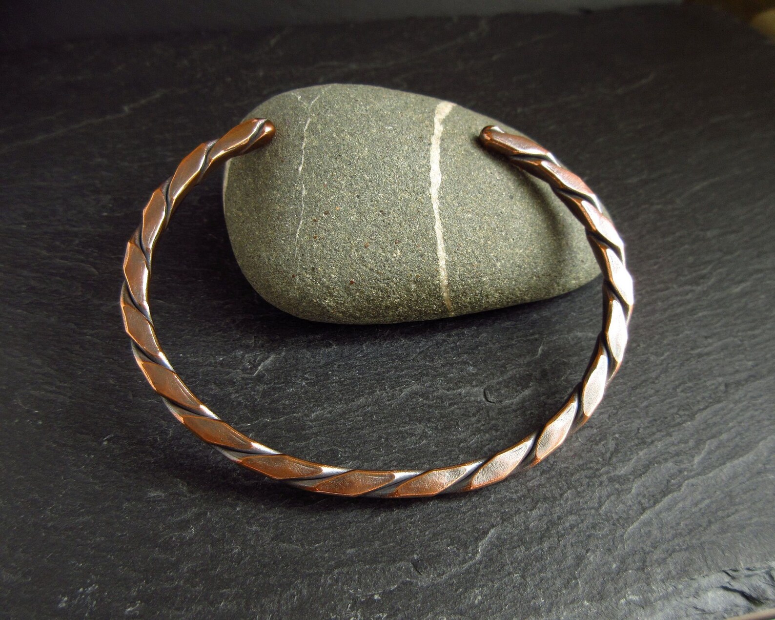Square Twisted Copper Cuff Bracelet for Men and Women Open - Etsy