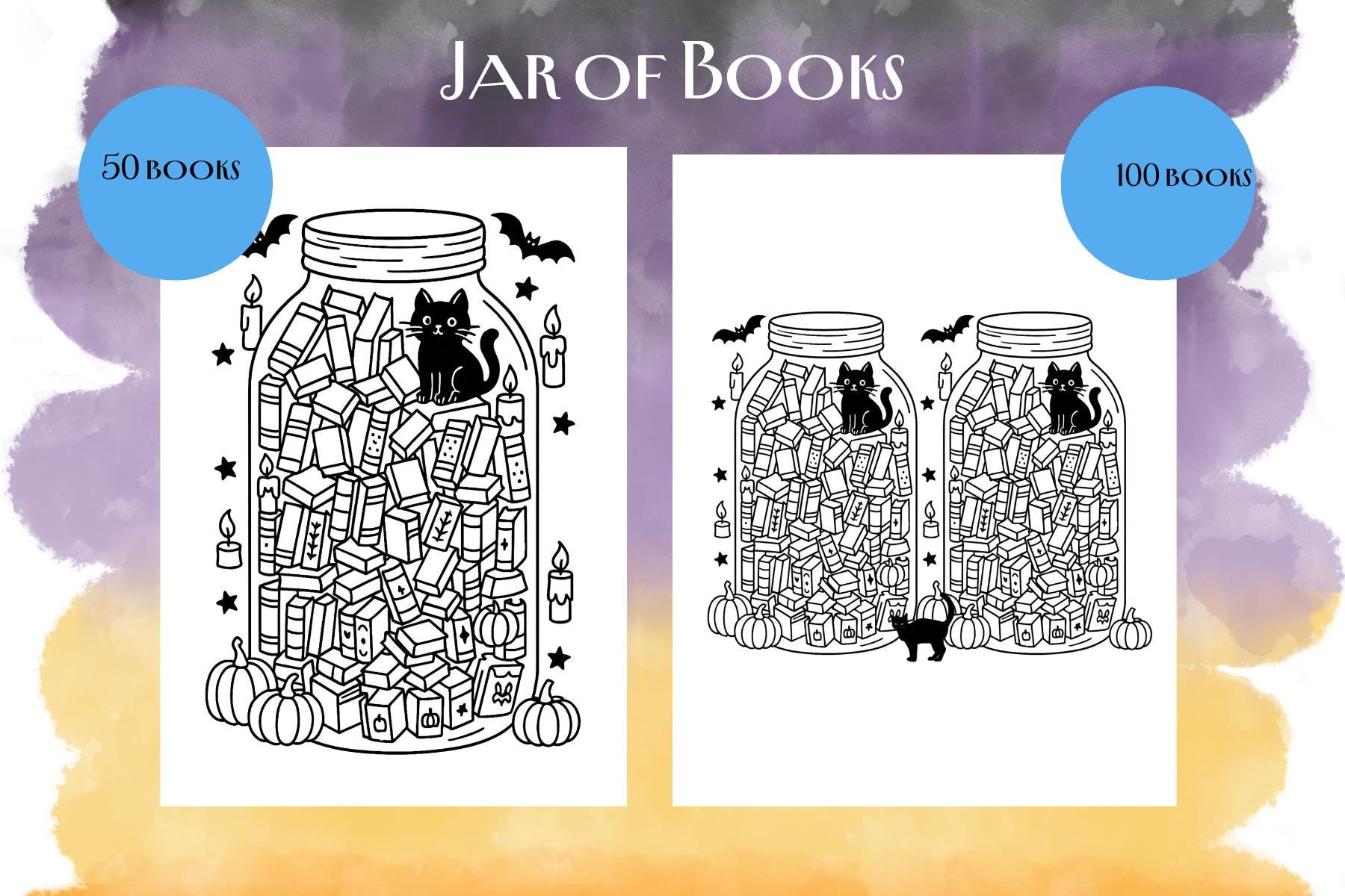 Halloween Reading Tracker Coloring Pages: 5 Book Challenge Designs (PDF ...