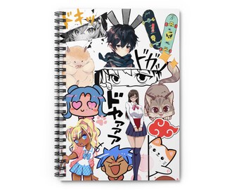 Kawaii Notebook - Ruled Line, Anime Journal, Pink and Blue Diary, Cute ...