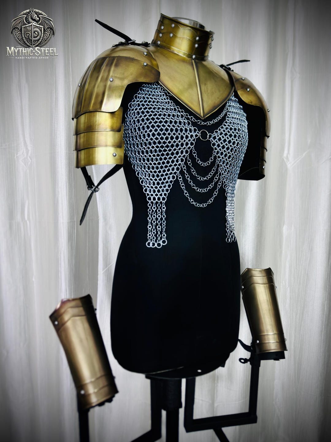 Brave Female Knight Armor, Gorget, Pauldron, and Chainmail Top ...