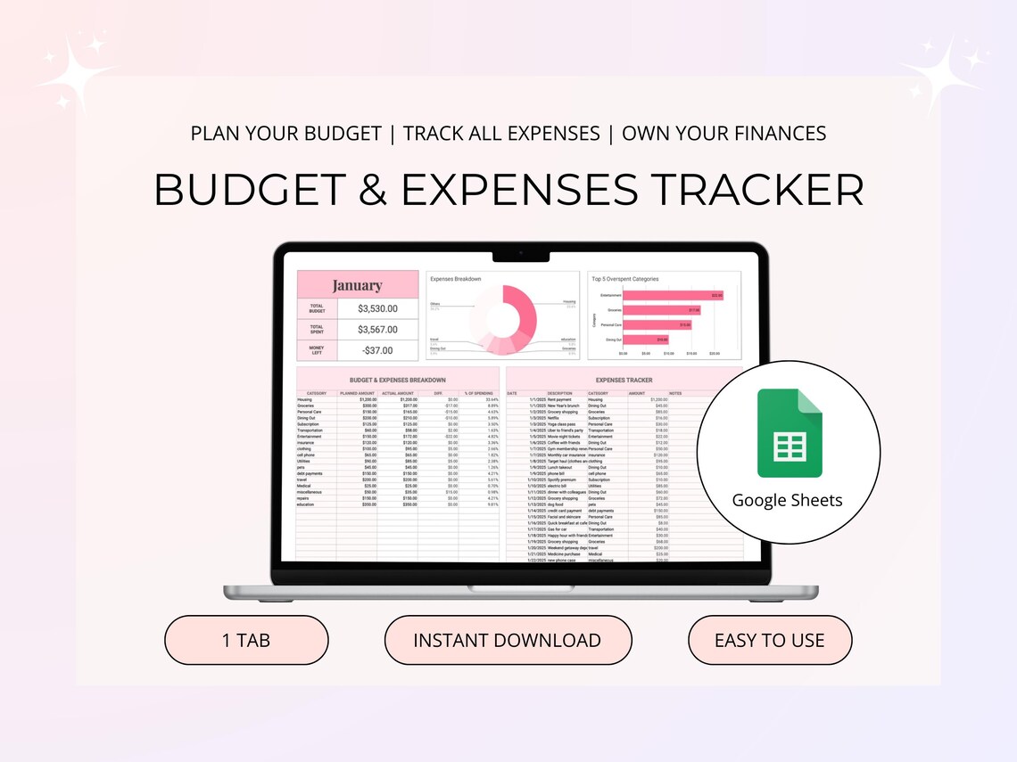 Budget Planner and Expenses Tracker Expense Tracker Budget Google ...