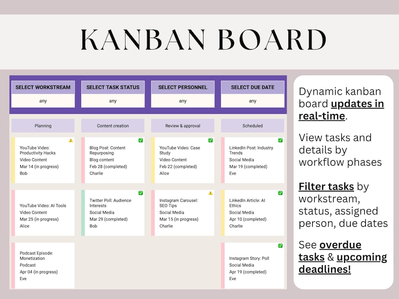 Kanban Board and Task Tracker for Google Sheets | Task Management ...