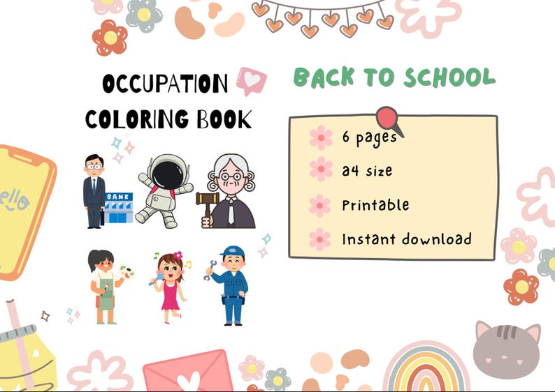 Coloring Book Occupation 6 Pages A4 Printable - Etsy