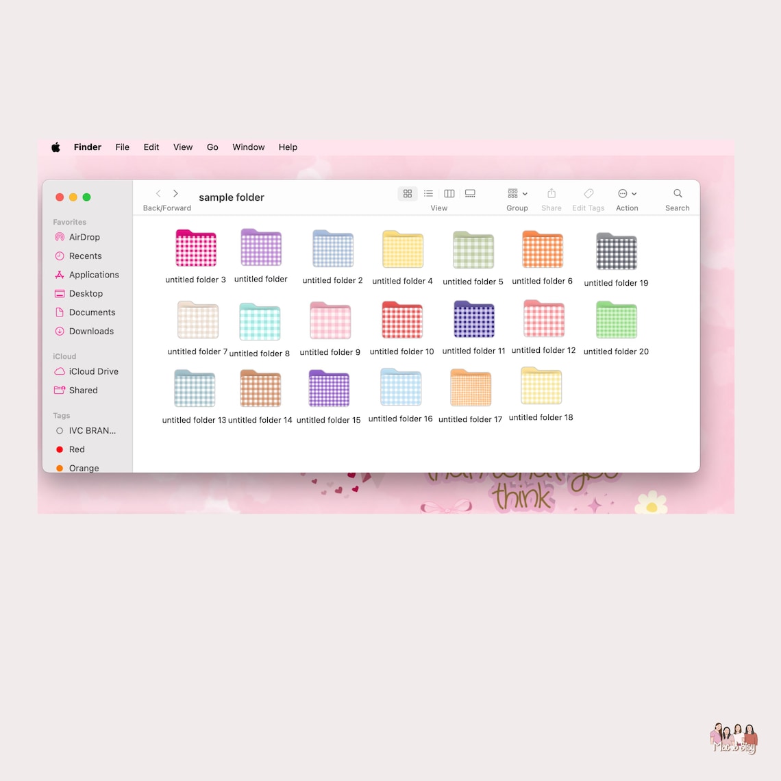 Gingham Pastel Desktop Folder Icons - Etsy