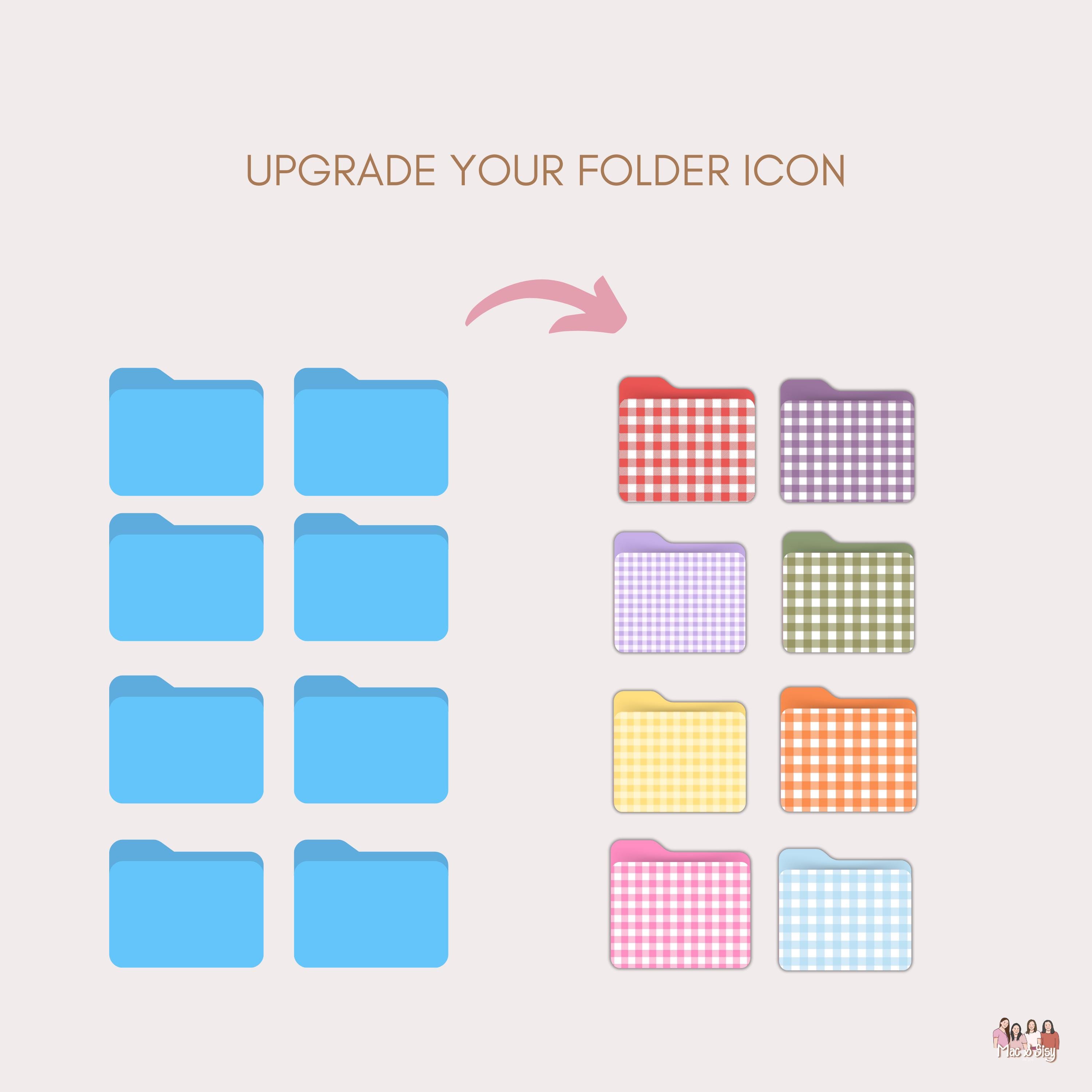 Gingham Pastel Desktop Folder Icons - Etsy