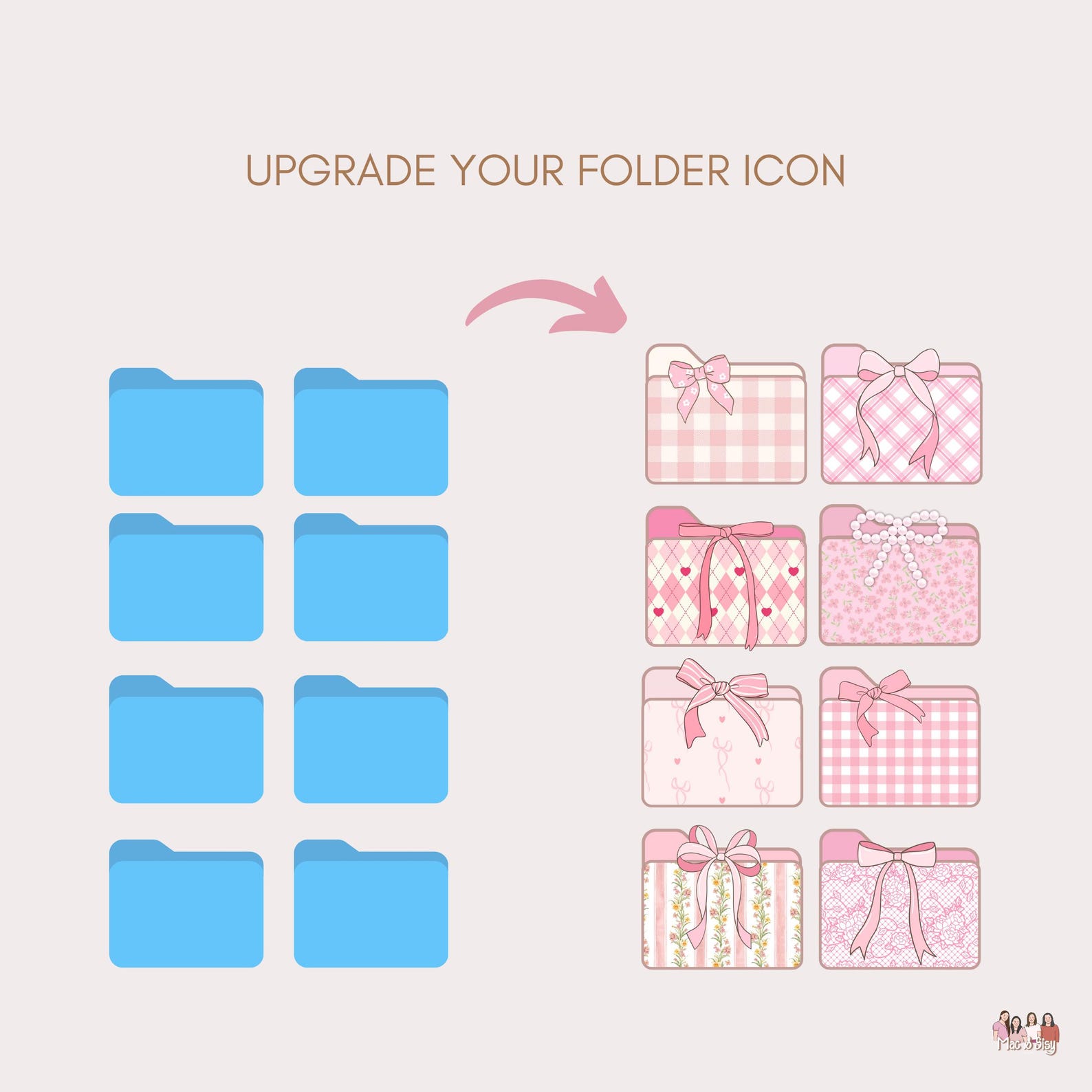 Coquette Desktop Folder Icons: Pink Bows (PNG & ICO) - Etsy