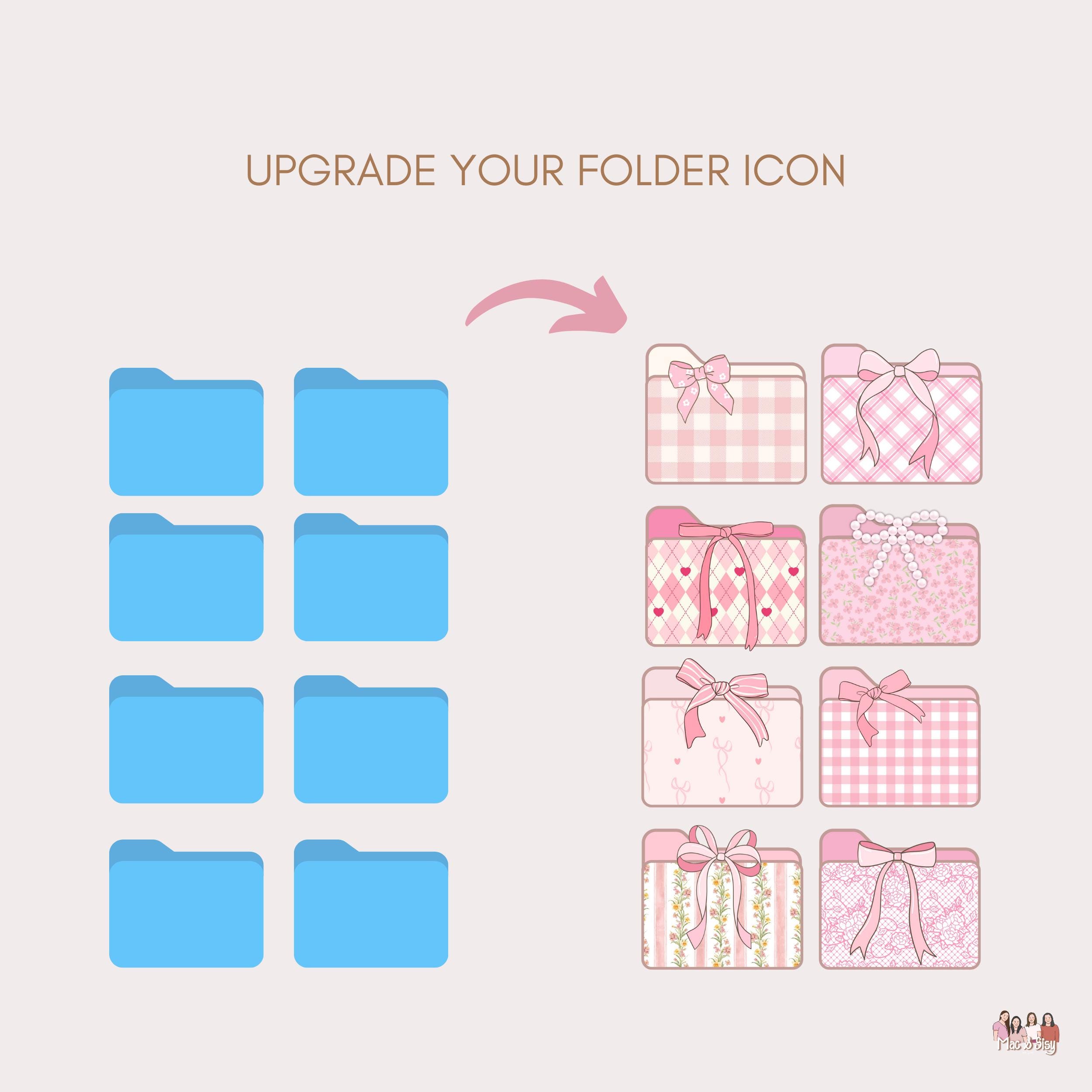 Coquette Desktop Folder Icons: Pink Bows (PNG & ICO) - Etsy