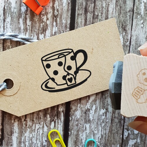 Tea Cup Stripey Rubber Stamp Cup of Tea Rubber Stamp Tea - Etsy