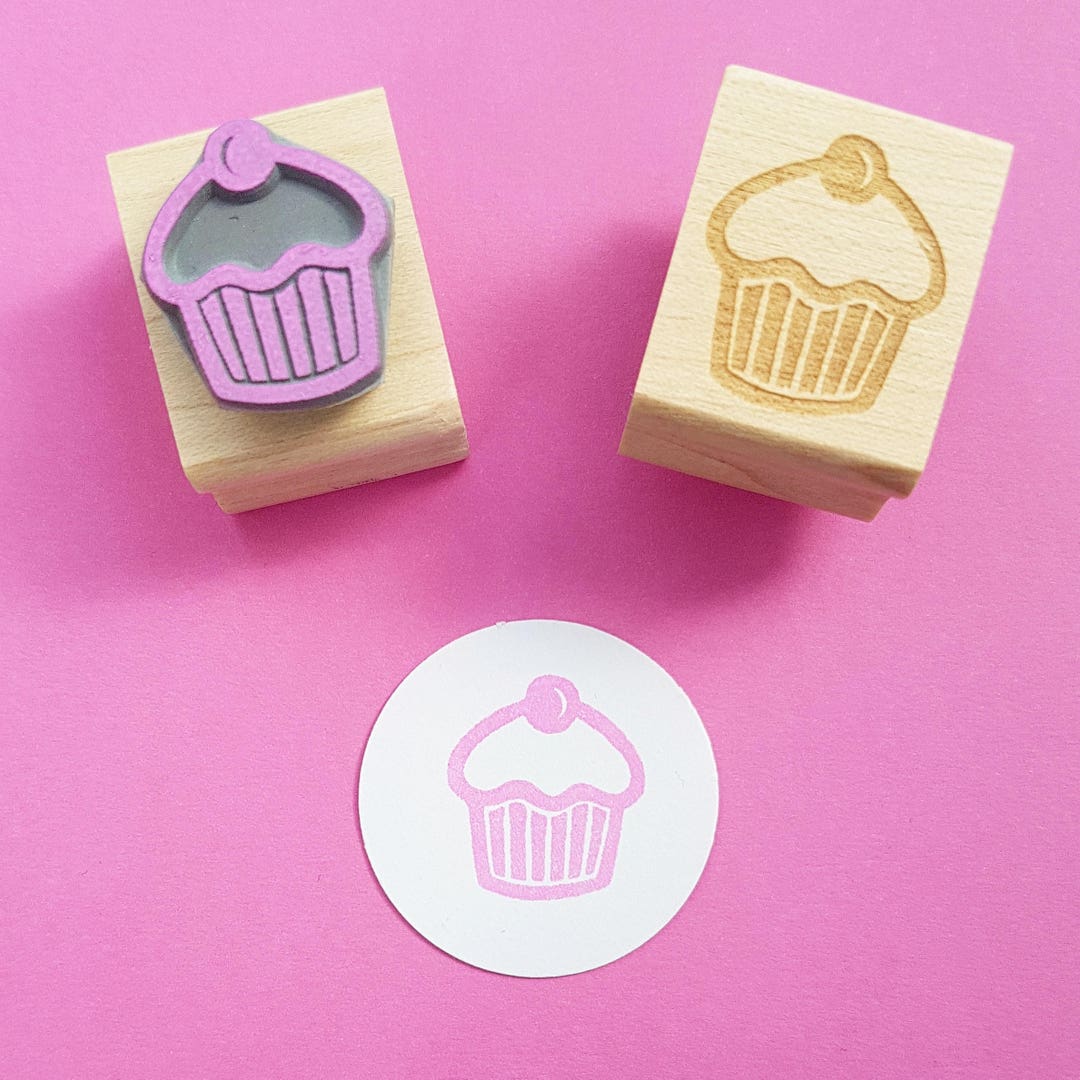Mini Cherry Cupcake Rubber Stamp - Cake Stamper - Gift for Baker ...