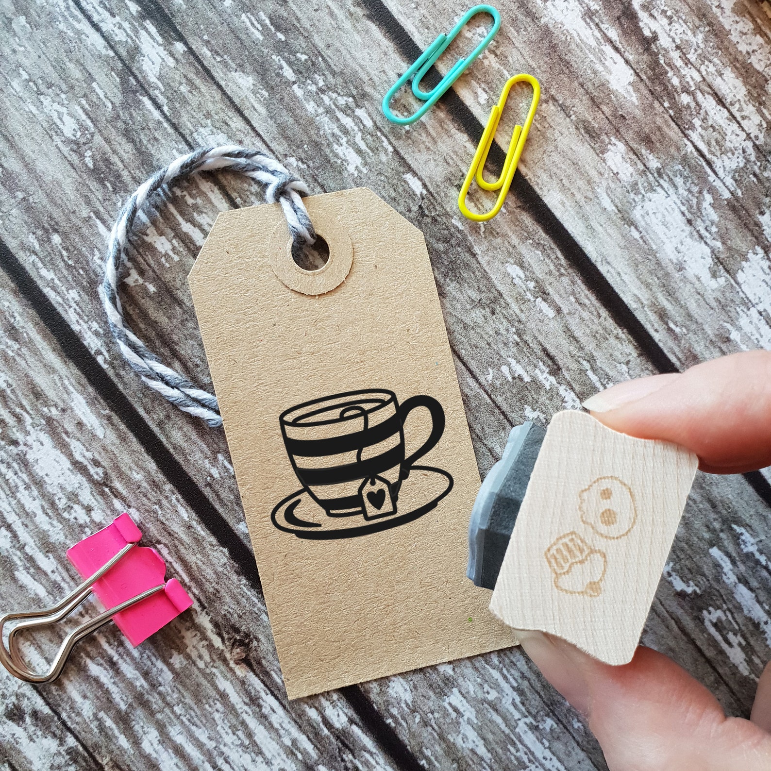 Tea Cup Stripey Rubber Stamp Cup of Tea Rubber Stamp Tea - Etsy