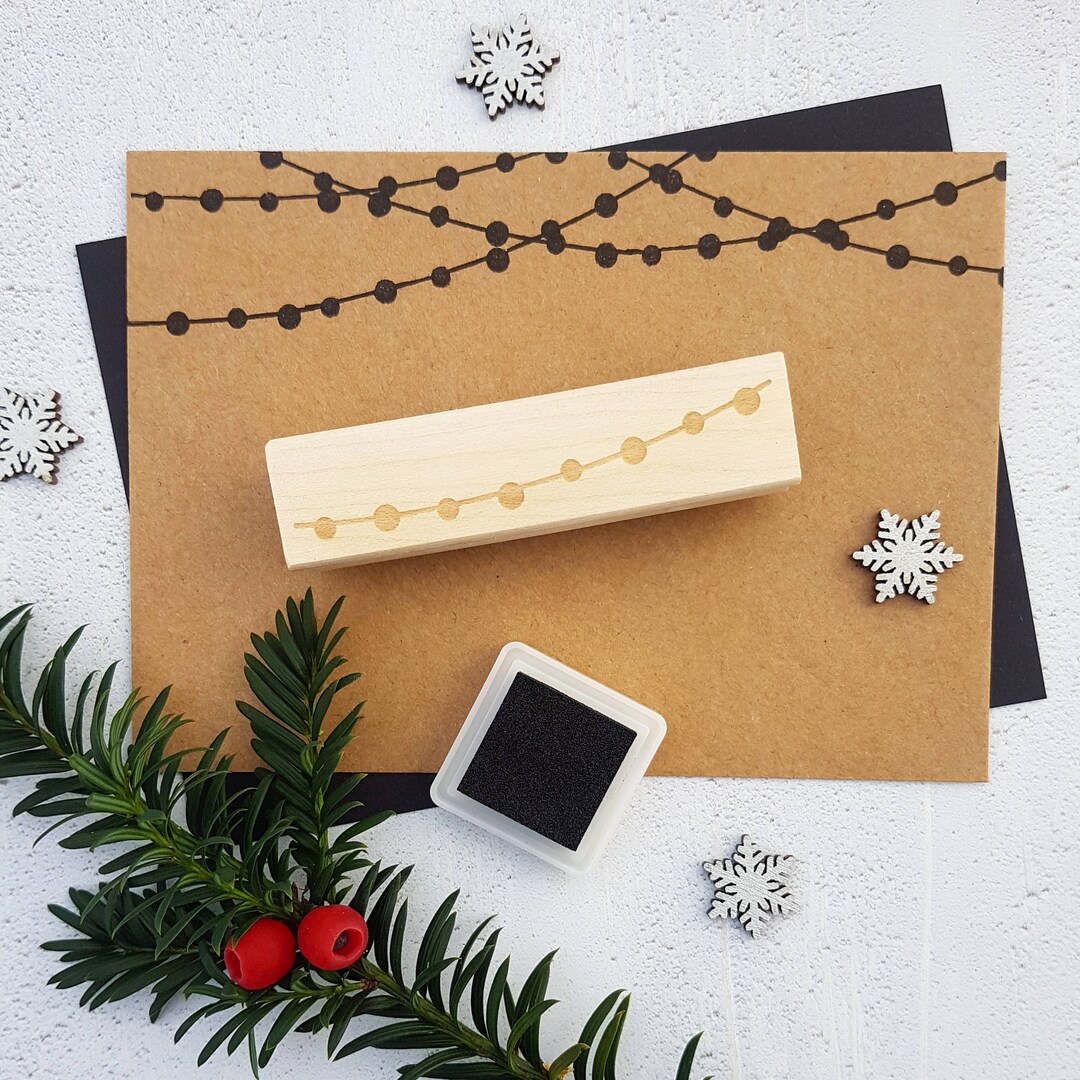 Christmas String of Lights Rubber Stamp - Christmas Stamp - Tree Lights ...