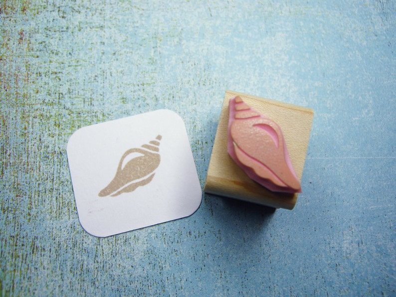 Mini Conch Shell Rubber Stamp Nautical Stamp Beach Stamper | Etsy