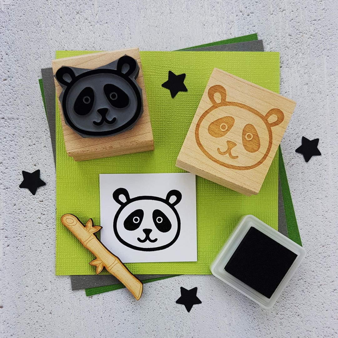 Panda Rubber Stamp Rubber Stamp - Gift Panda Lover - Kawaii Stationery ...