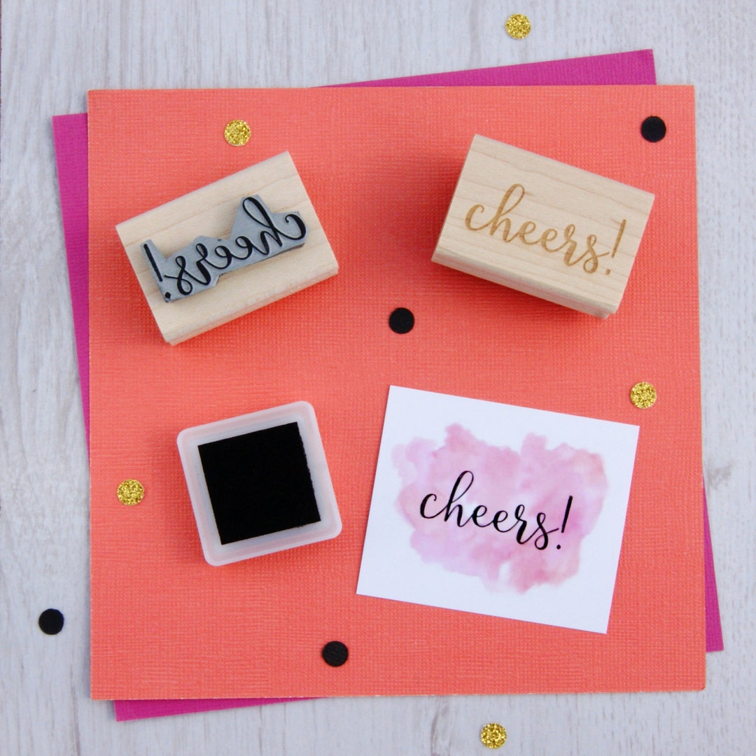 Cheers! Text Rubber Stamp - Thanks Stamper - Sentiment Stamp - Thank ...