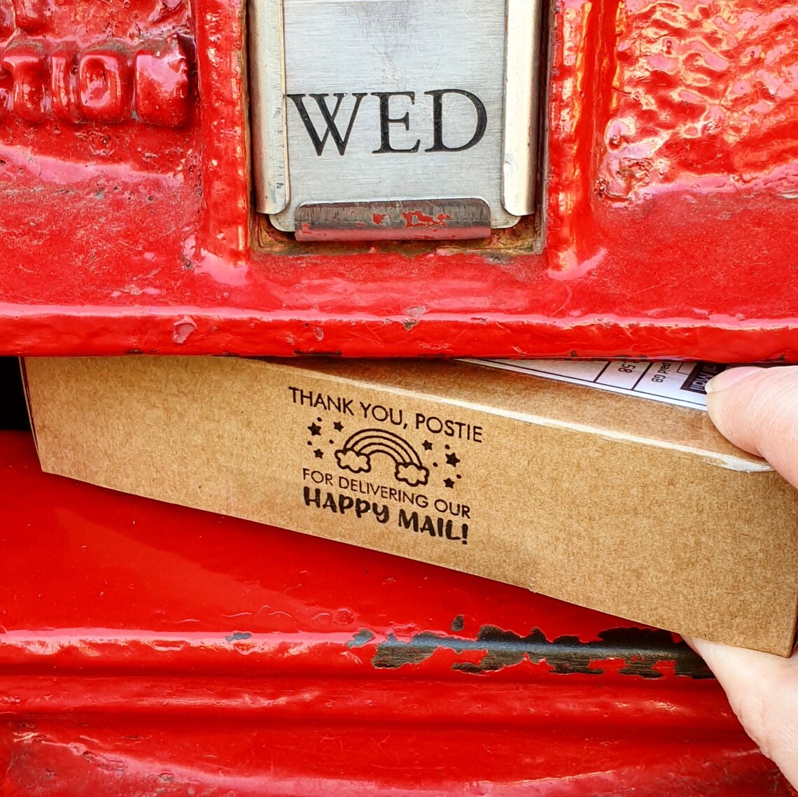 Thank You Postie Postman Rainbow Happy Mail Rubber Stamp - Etsy