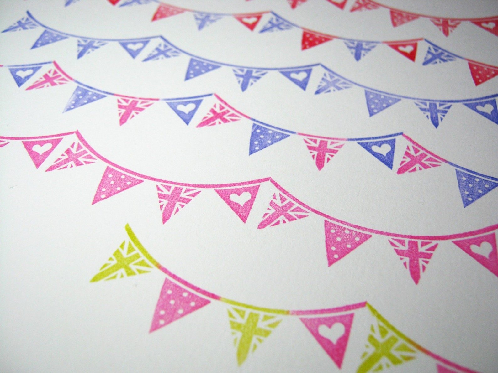 Bunting Stamp Heart Bunting Rubber Stamp Wedding Stamper | Etsy