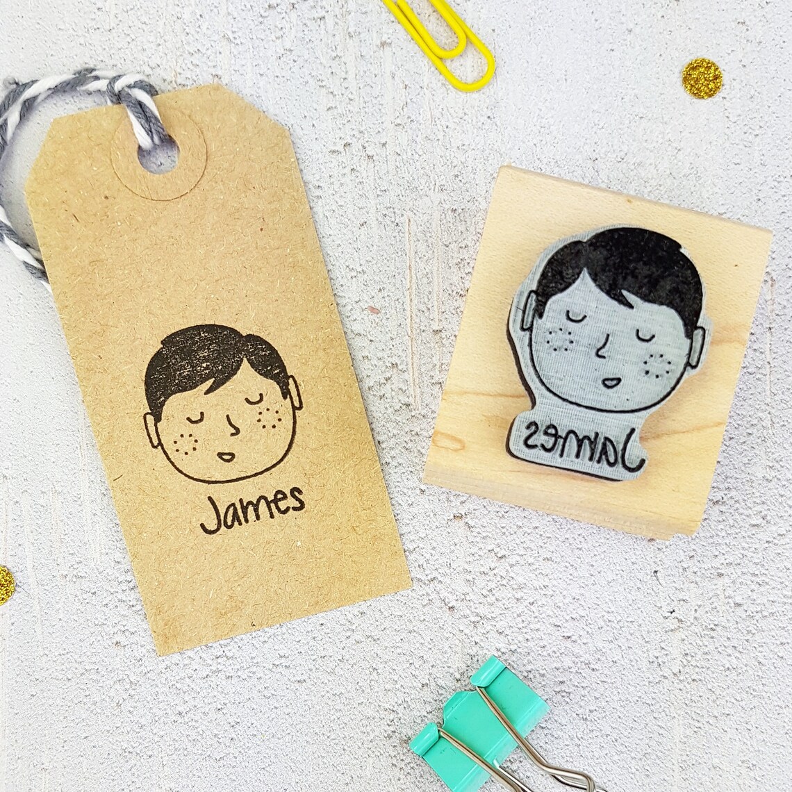 Personalised Man or Boy Character Rubber Stamp Personalized | Etsy