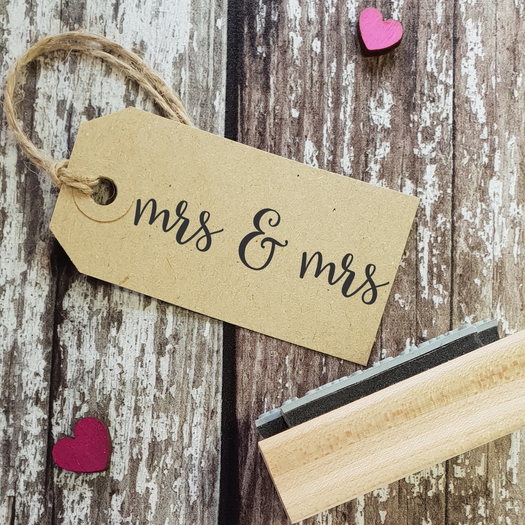 Mrs and Mrs Wedding Script Rubber Stamp - Etsy
