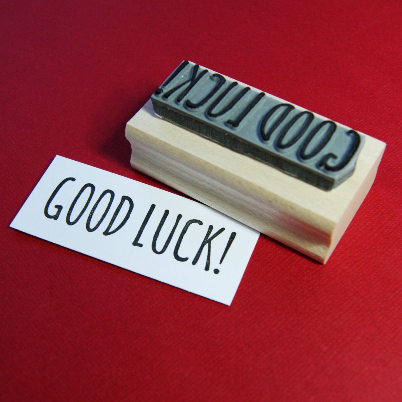 Good Luck Sentiment Text Rubber Stamp Lucky Stamper Best | Etsy