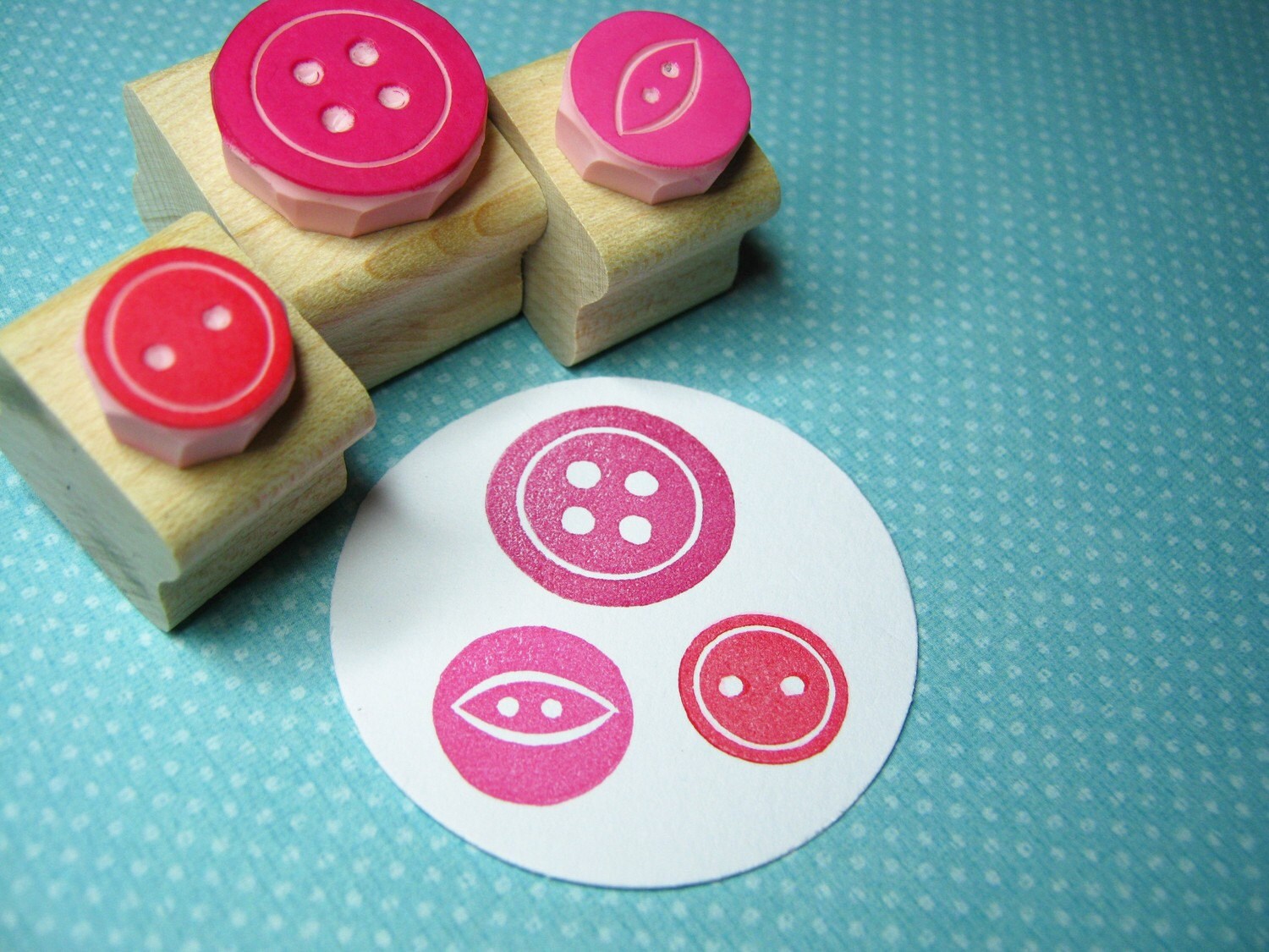 Sweet Three Button Set of 3 Rubber Stamps Button Gift Gift - Etsy