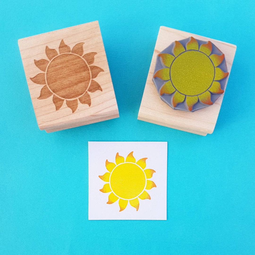 Sun Stamp - Glowing Sun Rubber Stamper - Beach Wedding - Holiday Stamp ...