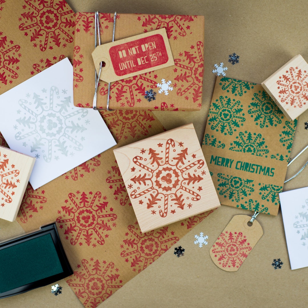 Christmas Motif Snowflake Rubber Stamp - Christmas Rubber Stamper ...