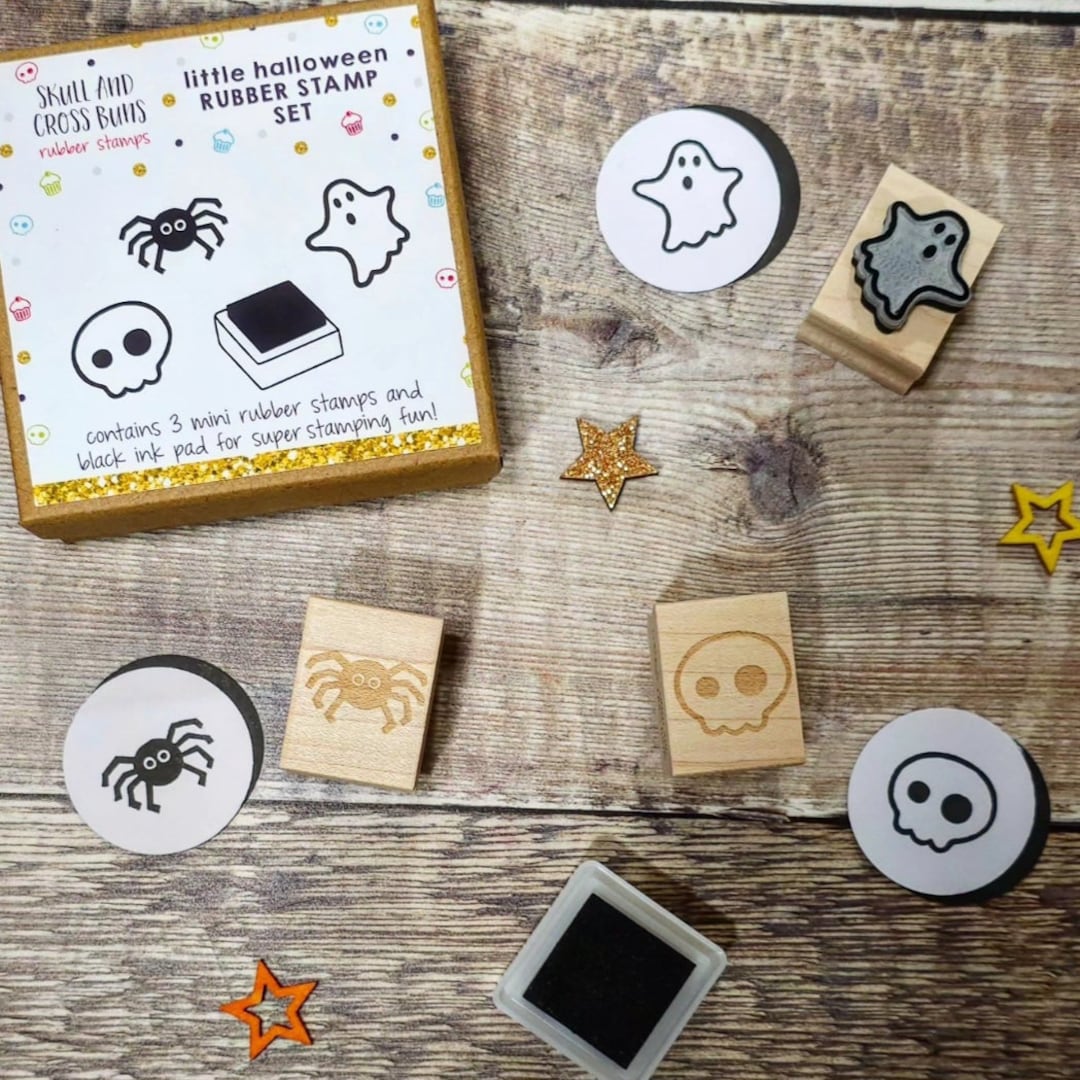 Little Halloween Rubber Stamp Set - Set of Three Stamps and Ink ...