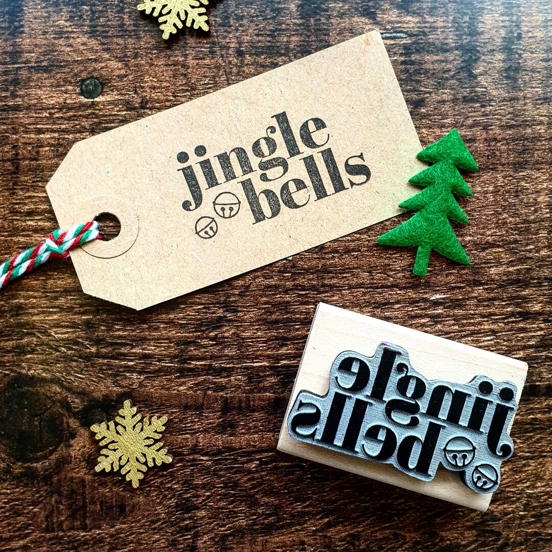 Christmas Jingle Bells Contemporary Font Rubber Stamp - Etsy