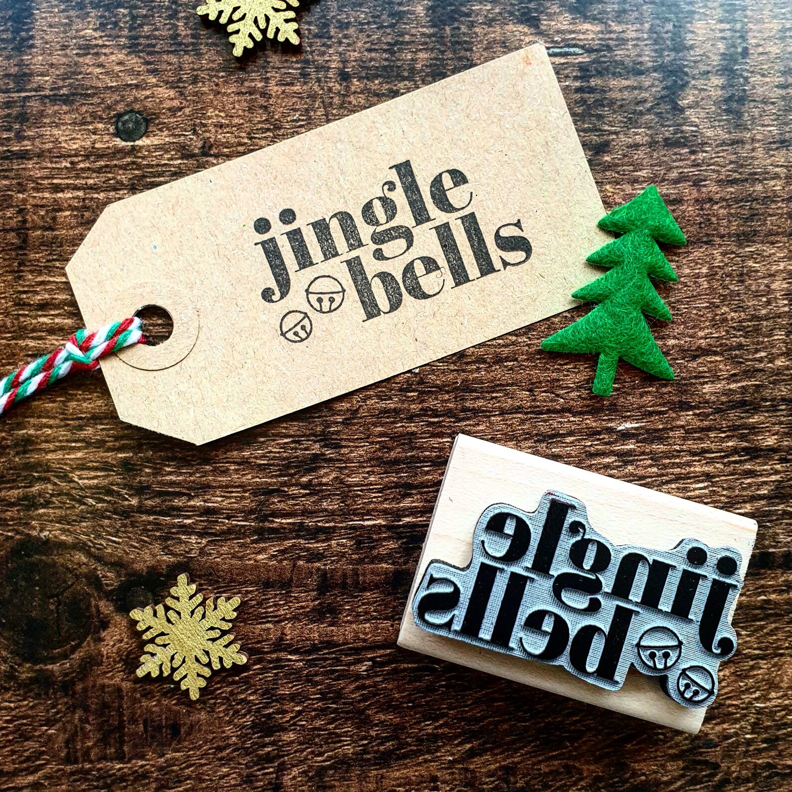 Christmas Jingle Bells Contemporary Font Rubber Stamp - Etsy