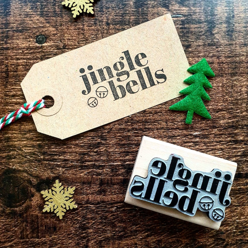 Christmas Jingle Bells Contemporary Font Rubber Stamp - Etsy