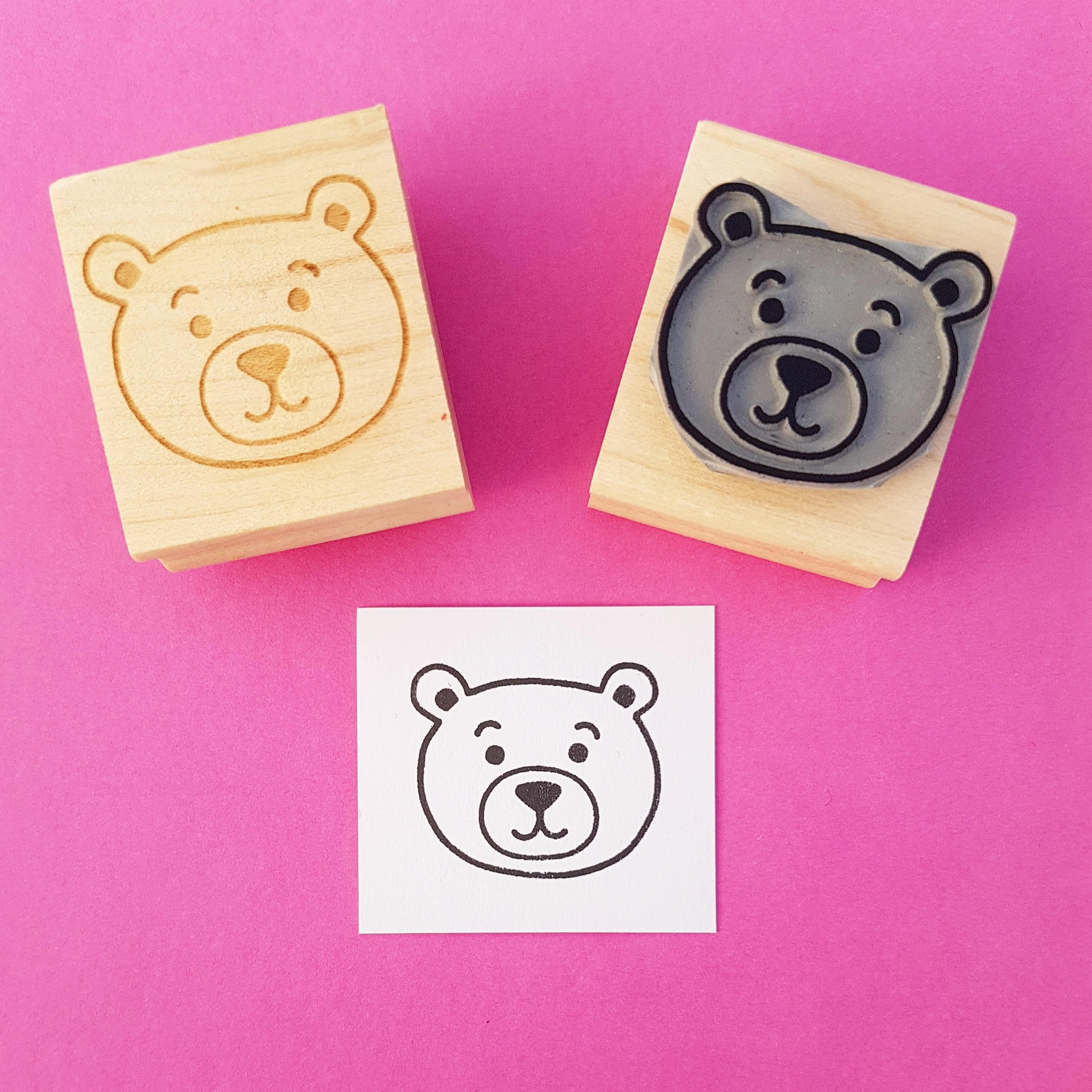 Bear Rubber Stamp Cute Teddy Bear Rubber Stamp New Baby | Etsy