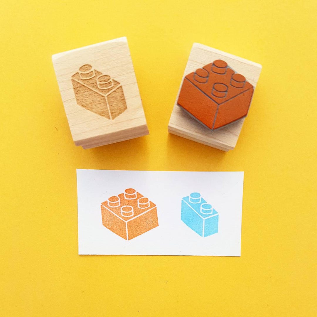 Building Blocks Rubber Stamp - Set of 2 Bricks Rubber Stamps - Gift for ...