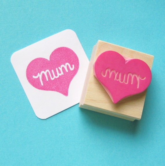 Mum Stamp Mum Heart Hand Carved Rubber Stamp Mothers Day | Etsy