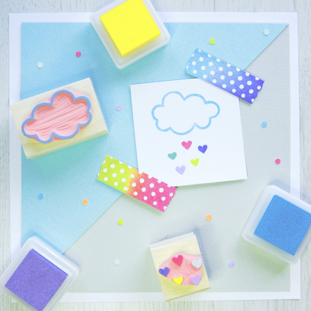Cloud and Heartdrops Set of 2 Rubber Stamps - Raindrops - Rain Drops ...