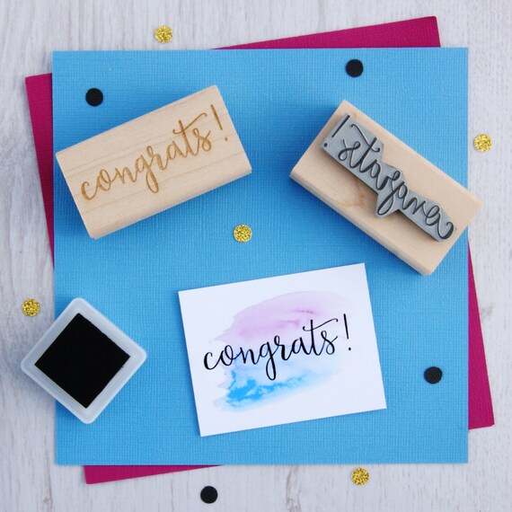 Congrats Sentiment Text Rubber Stamp Lucky Stamper Best - Etsy