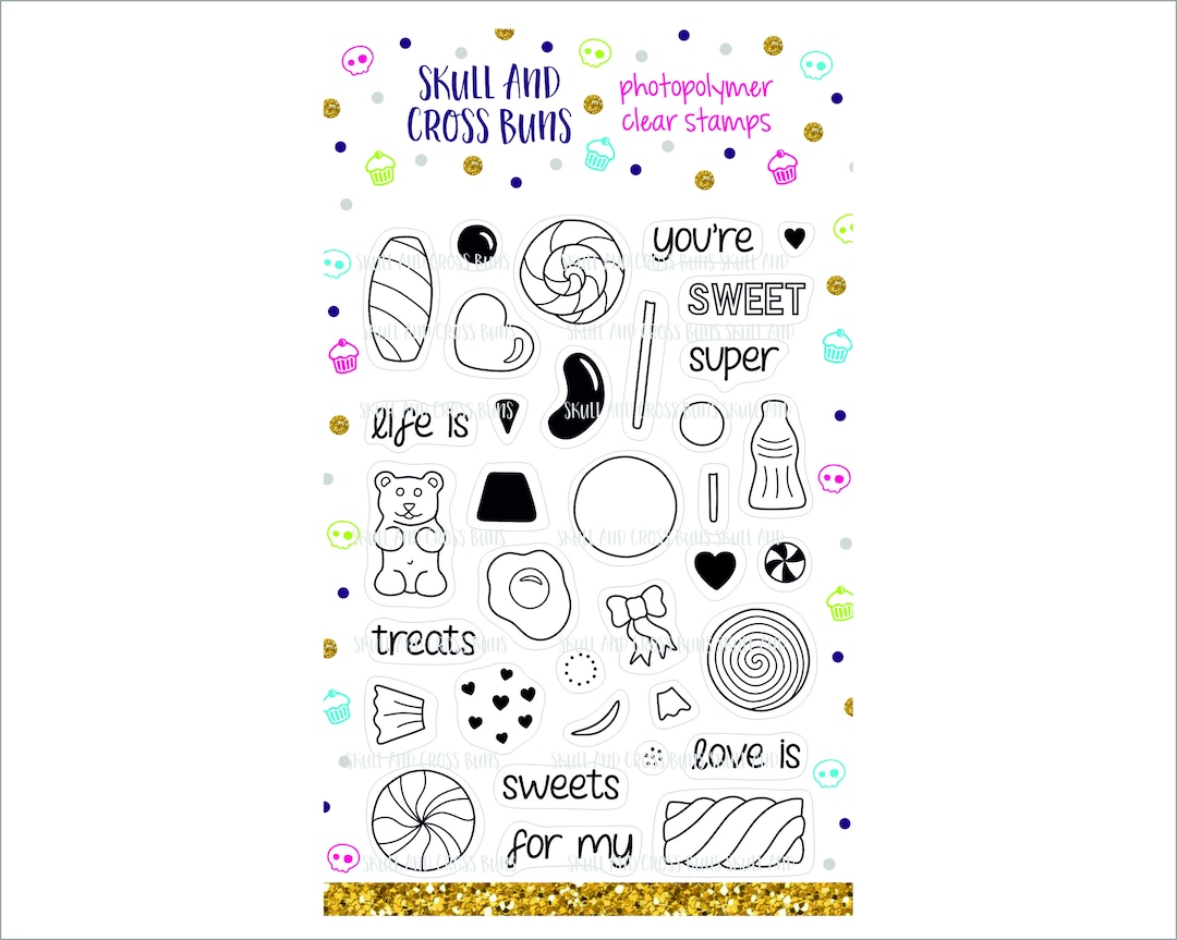 Candy Stamps - Retro Sweeties Stamp Set - Clear Stamps - Sentiment ...