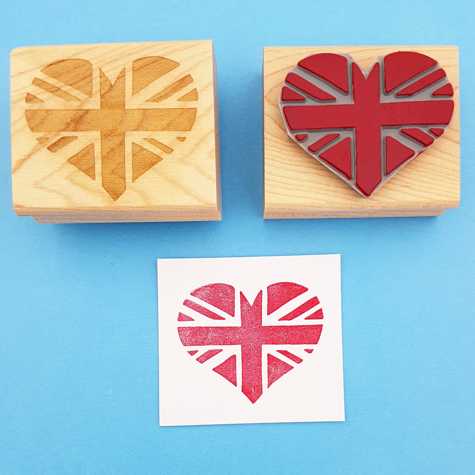Union Jack Heart British Flag Stamp - Rubber Stamp - English Stamper ...