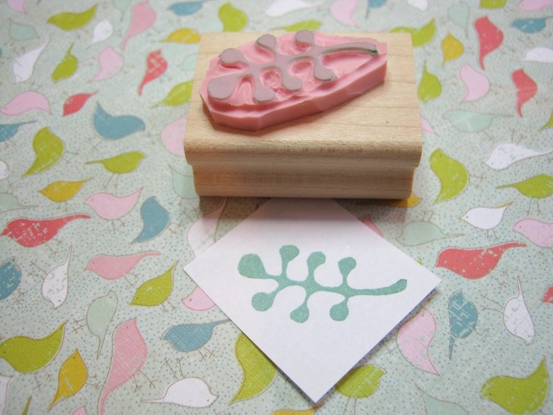 Leaf Stamp - Retro Leaves Rubber Stamp by Skull and Cross Buns - Tree ...