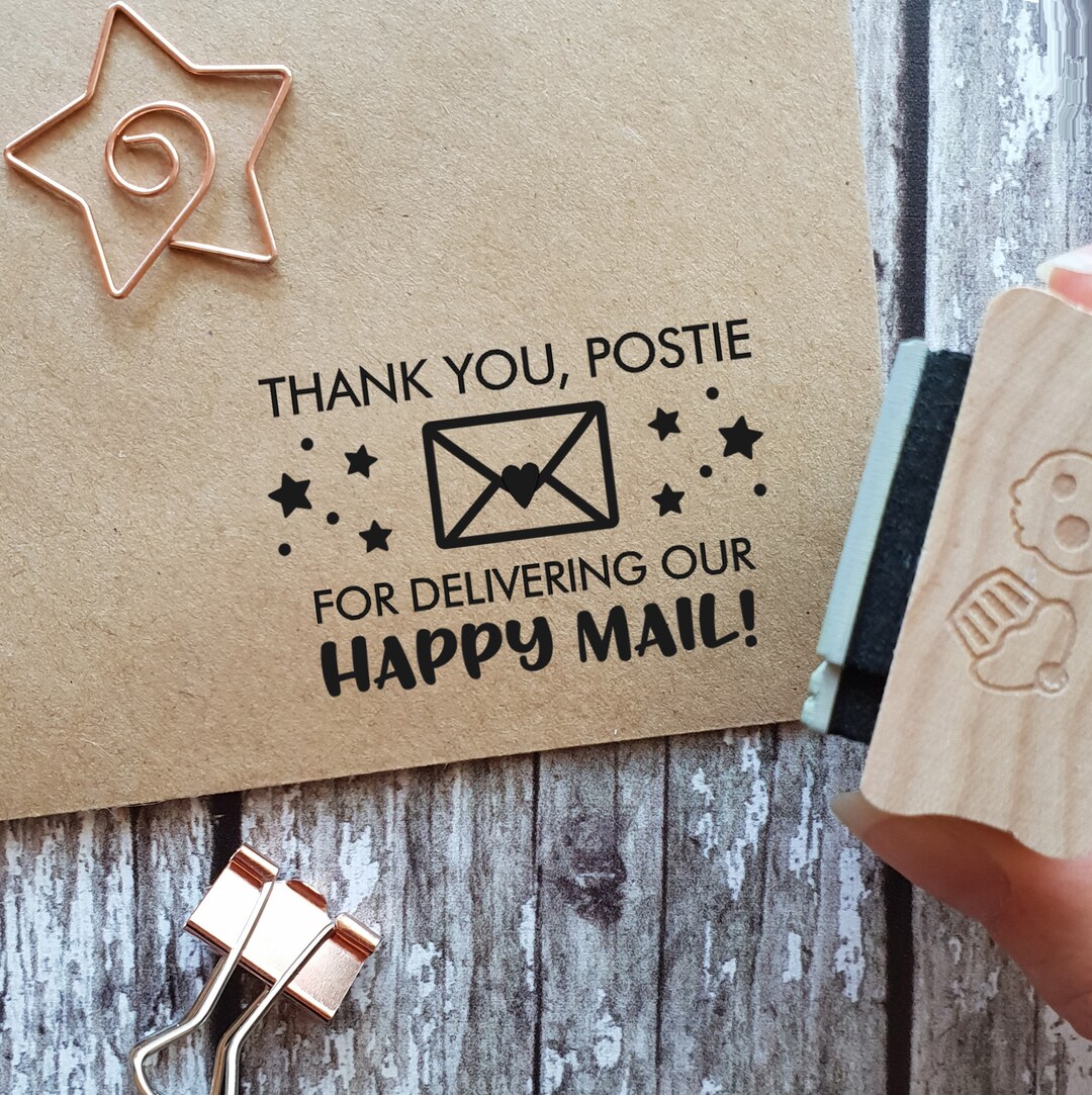 Thank You Postie Postman Envelope Happy Mail Rubber Stamp - Etsy