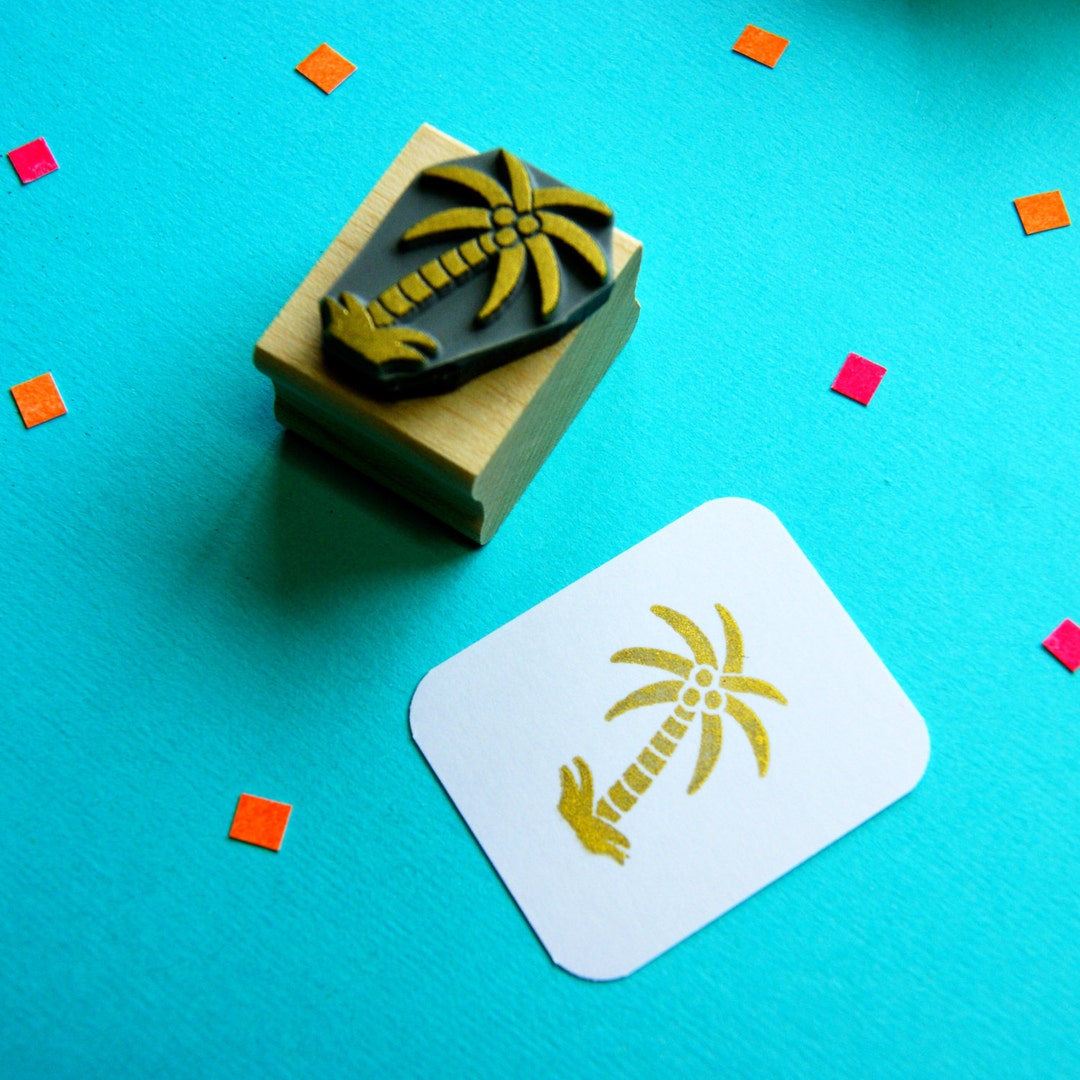 Tropical Palm Tree Rubber Stamp - Wedding Stamper - Tropical Wedding ...