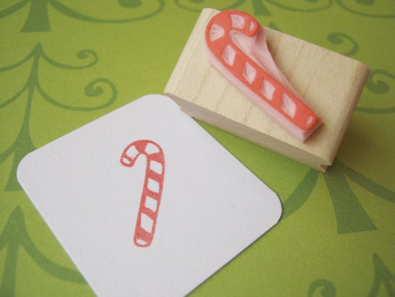 Candy Cane Christmas Stamp Rubber Stamper Stocking Stuffer - Etsy