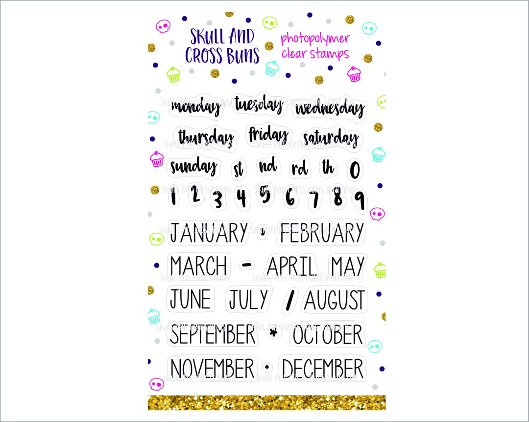 Planner Stamps - Days and Months Rubber Stamp Set - Clear Stamps ...